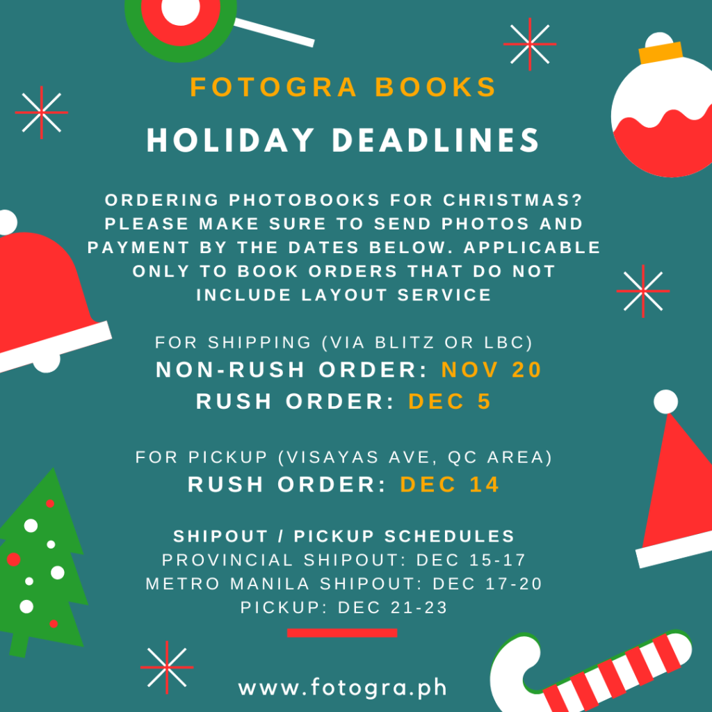 Service Advisory Holiday Deadline - Fotogra Books